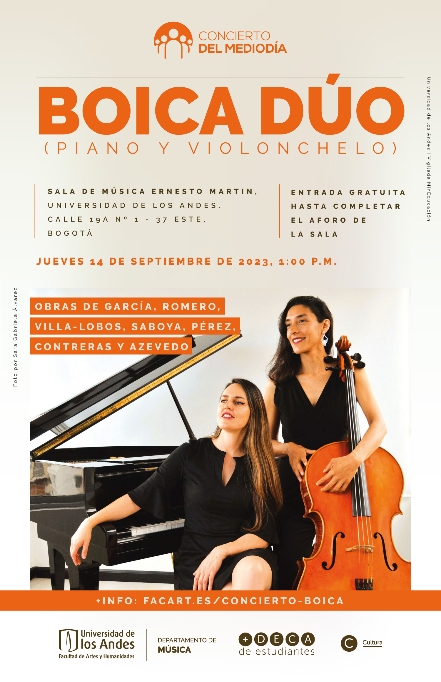 Concierto del mediodía: Boica Dúo (piano y violonchelo)